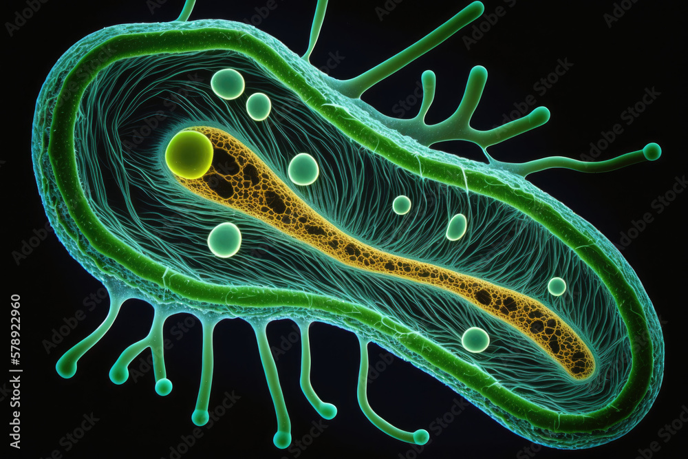 Helicobacter pylori in microscope. Bacterias. Generative AI Stock ...