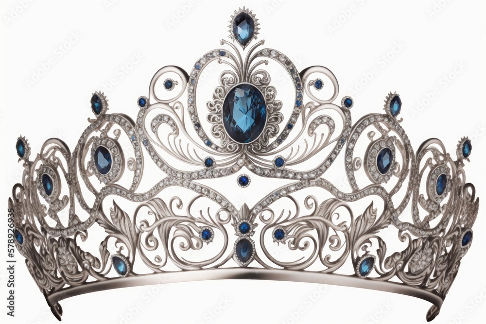 Crowned with diamonds and blue sapphires, this silver tiara is fit for ...