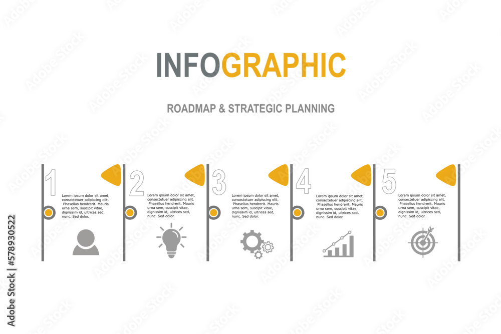 Infographic template for business plan ,strategy, roadmap. 5 Steps ...