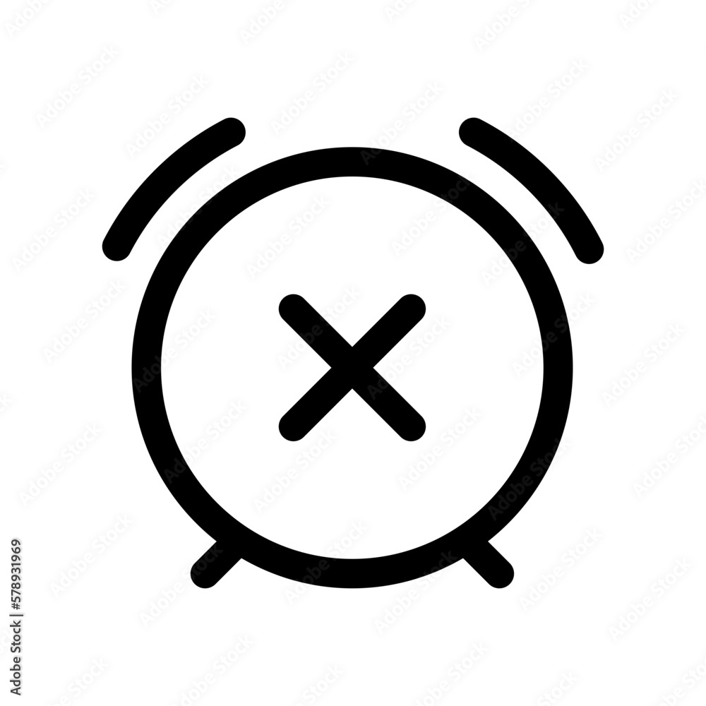 Editable vector turn off, close, delete alarm icon. Black, line style ...