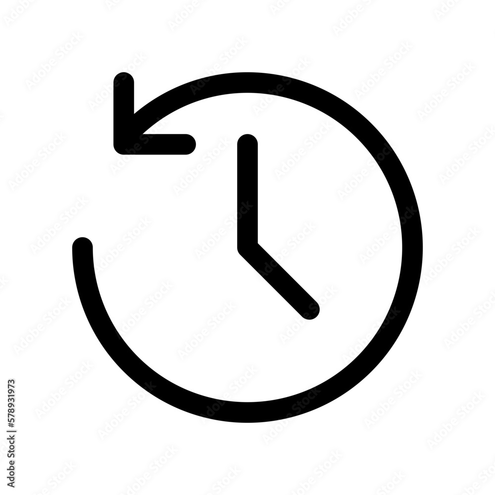 editable vector history, turn back time icon. black, line style ...