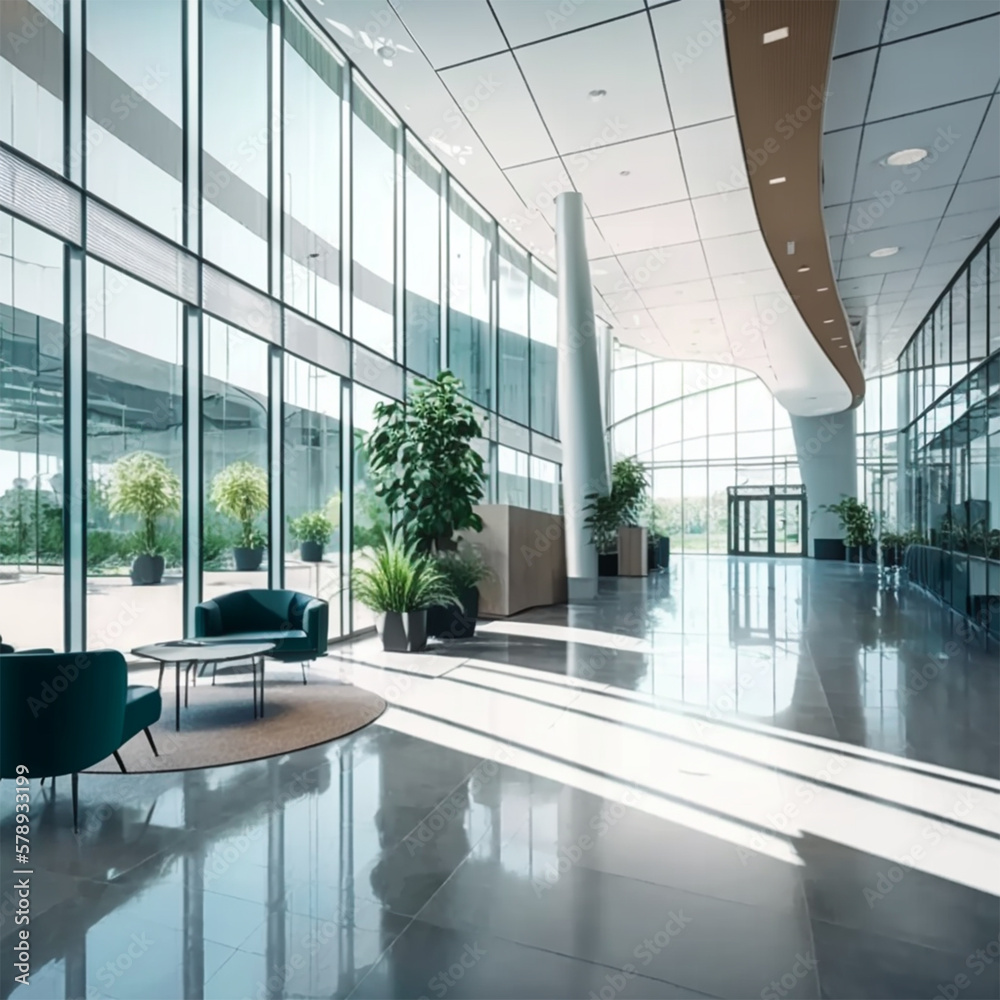 a beautiful office building lobby with sleek modern design and large ... a beautiful office building lobby with sleek modern design and large ...