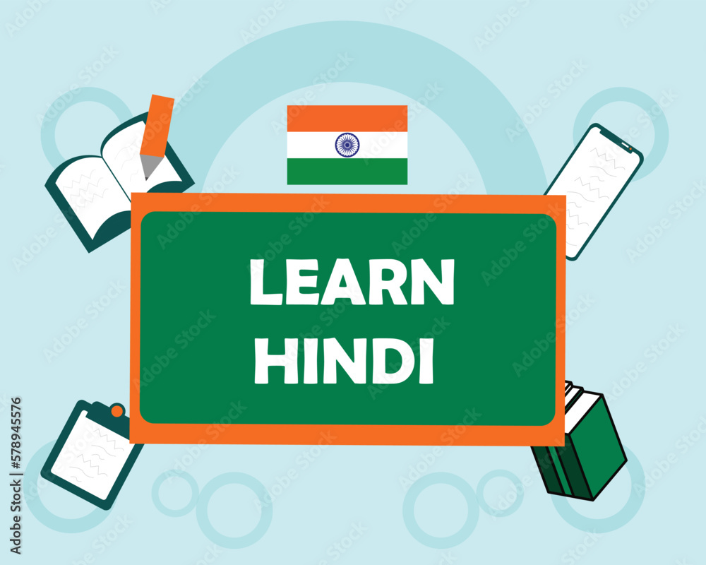learn Hindi poster design with learning symbols with India flag sign ...