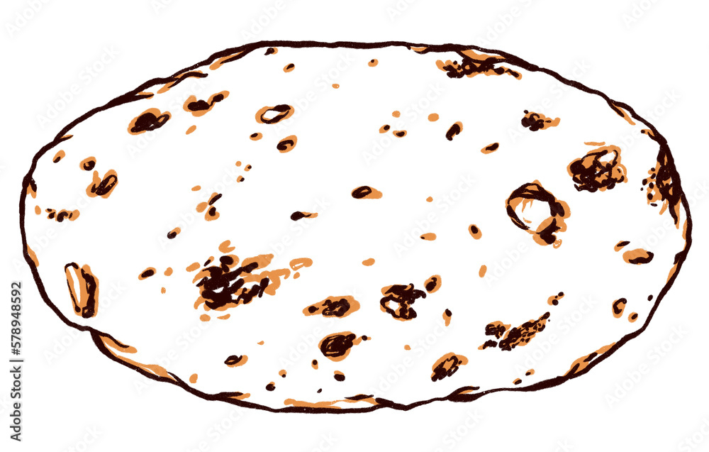 naan bread illustration top view - isolated baked food on transparent ...