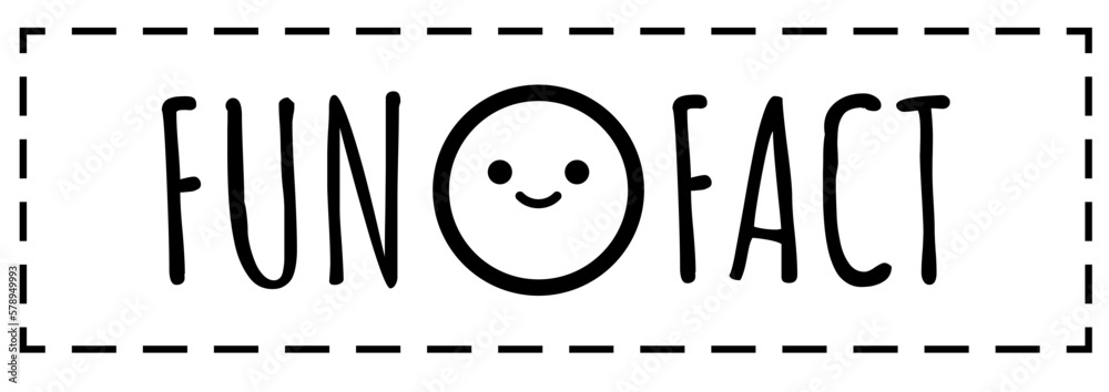 Fun facts with smiling face badge vector icon. Black rectangular shape ...