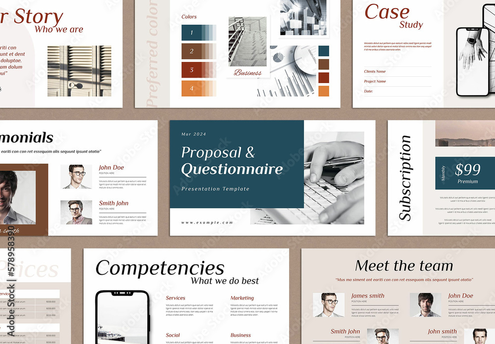 Proposal & Questionnaire Presentation Layout Stock Template | Adobe Stock