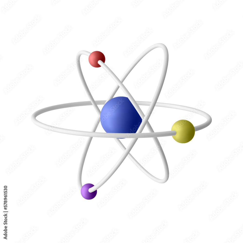 3d Realistic Atom With Orbital Electrons Isolated On White Background