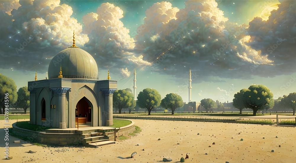 Ramadan Kareem Mosque Illustration of Islamic Concept Banner of Masjid ...