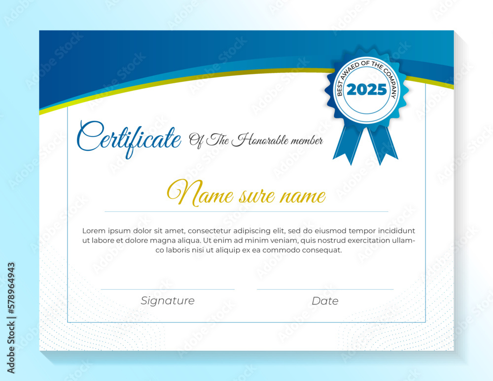 Modern Colorful elegant Award Certificate design template, Award ...