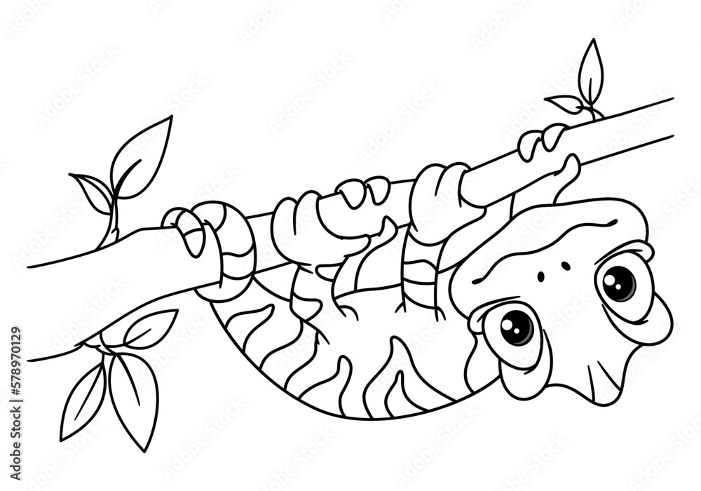 Cute Chameleon Coloring Page