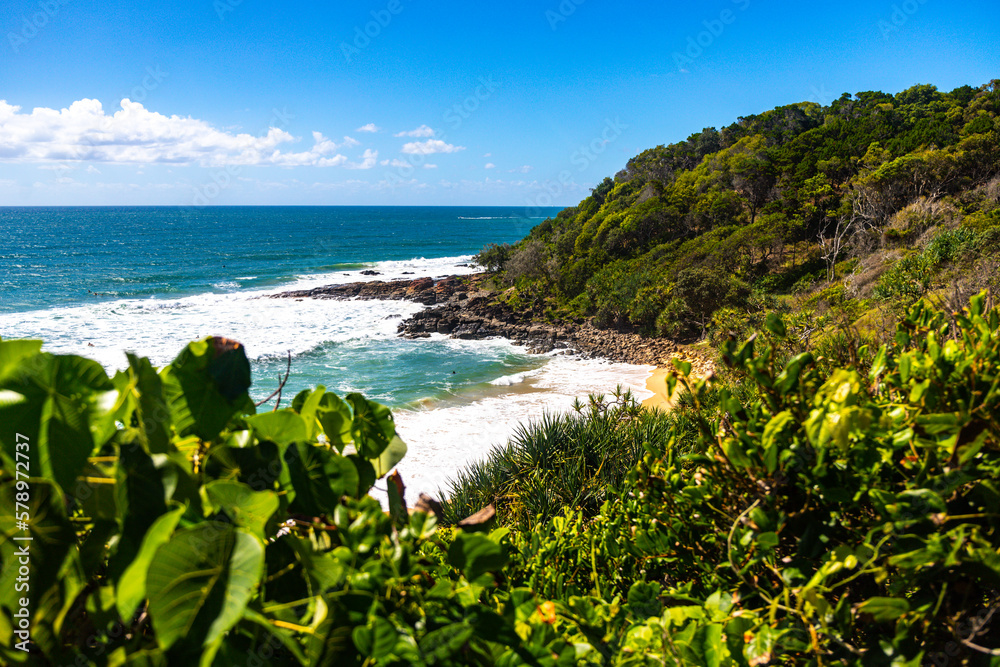 Beautiful paradise little beach with golden sand and azure water ...