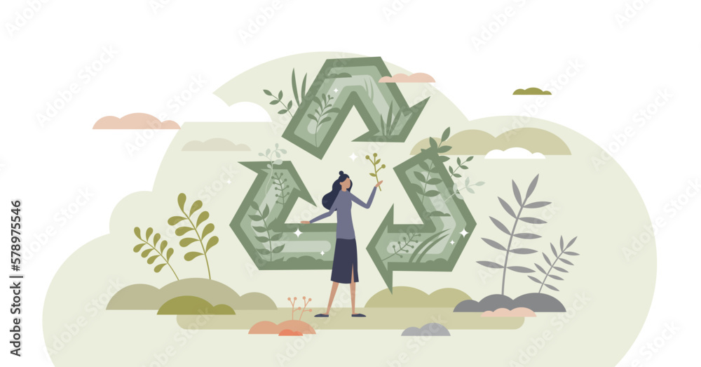 Recycle green arrow symbol as responsible nature resources reusing ...