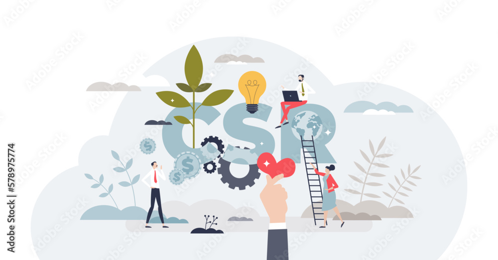 CSR or corporate social responsibility for sustainable business tiny ...