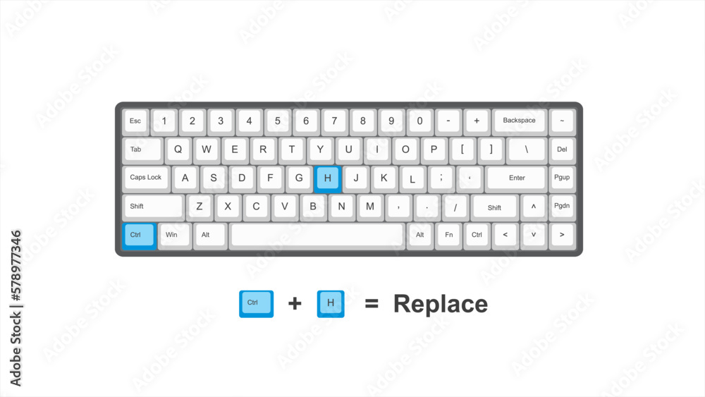 vector control ctrl+ R = Replace - keyboard shortcuts - windows with ...
