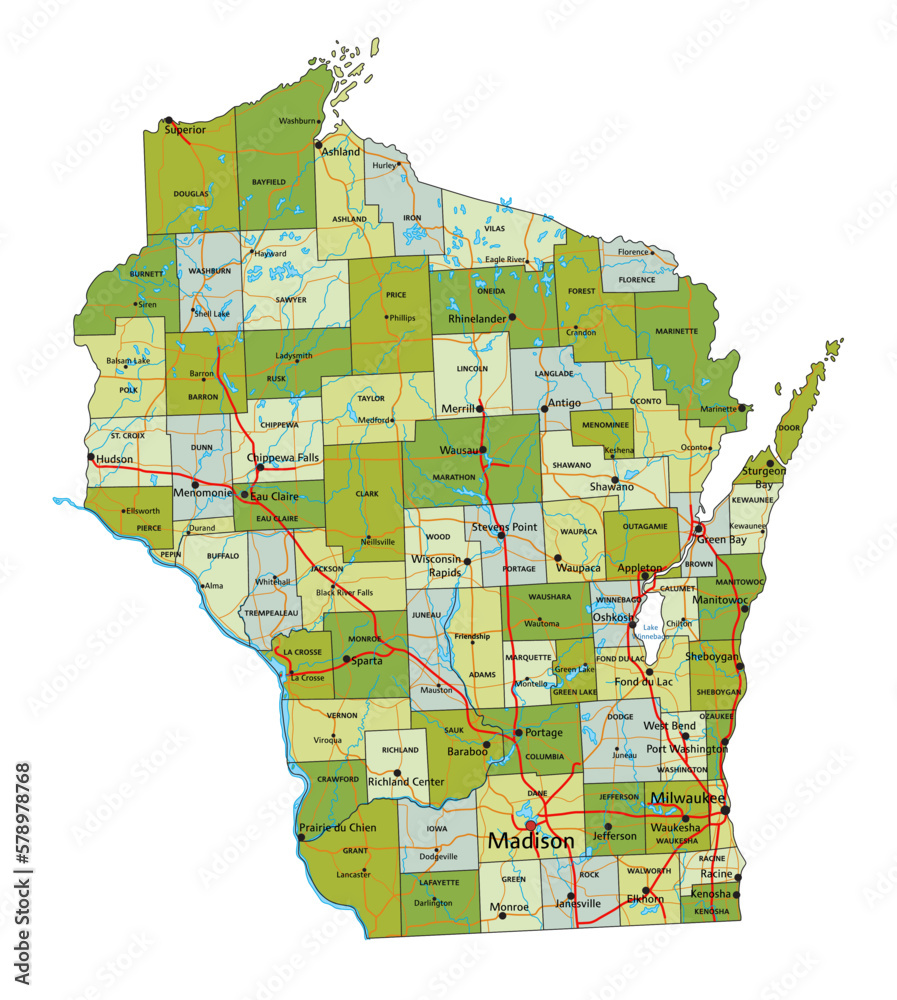 Fotografía Highly detailed editable political map with separated layers ...