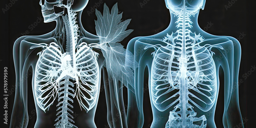 X-ray of human body: An image of the human body, including bones and ...