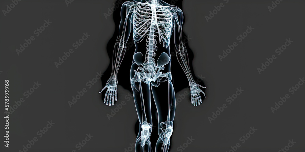 X-ray of full human body: An image of the entire human body, including ...