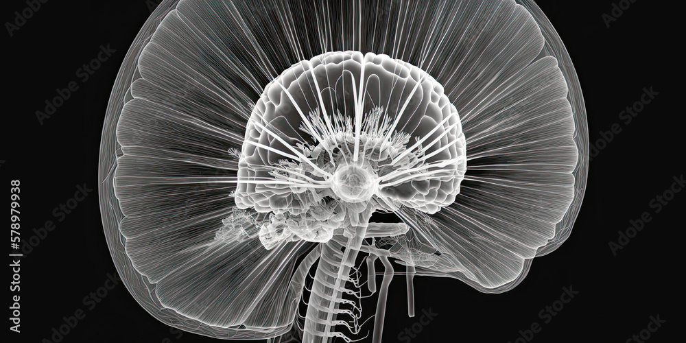 X-ray of encephalon: An image of the brain and skull - Generative AI ...