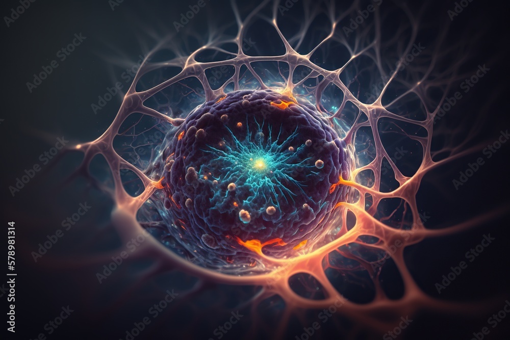 Space universe in a human brain cell. Structure of the human brain ...