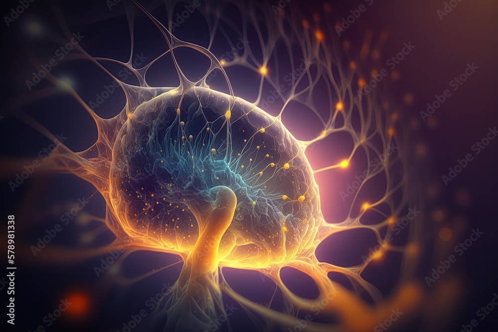 Space universe in a human brain cell. Structure of the human brain ...