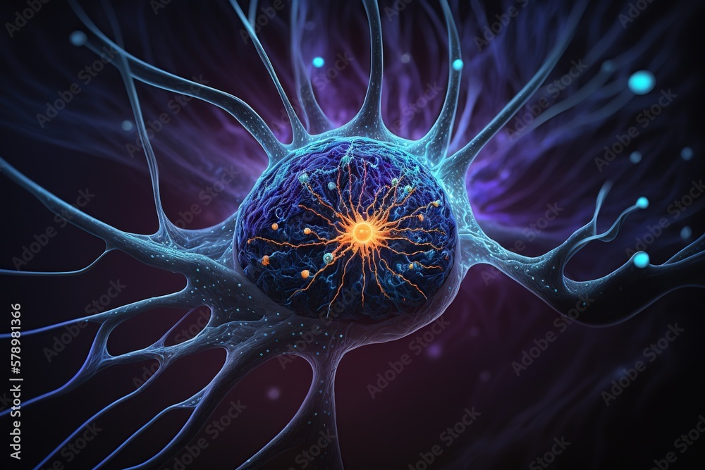 Space universe in a human brain cell. Structure of the human brain ...