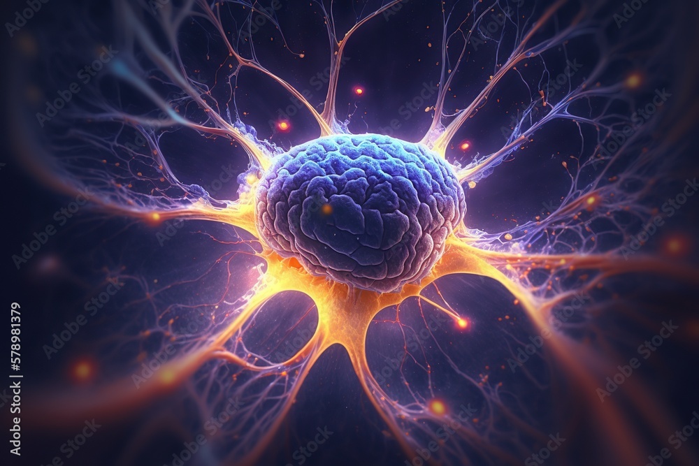 Space universe in a human brain cell. Structure of the human brain ...