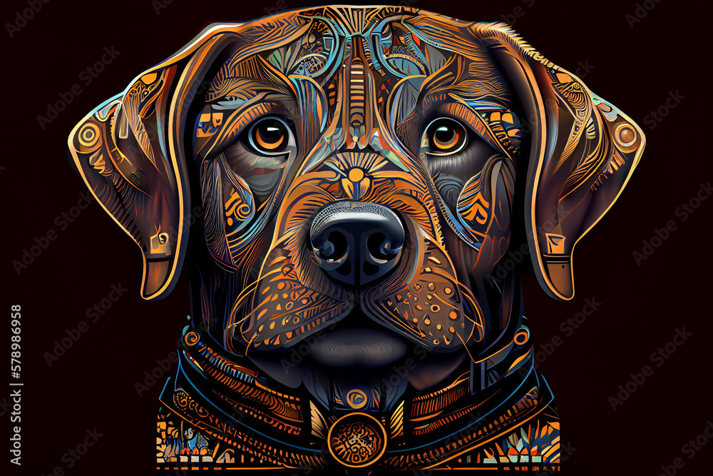 Labrador Retriever dog logo, front view of a dog head, illustration in ...