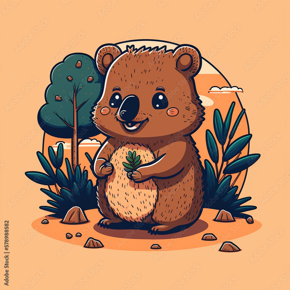 Quokka, animals, illustrations, vector art, simple, flat design, funny ...