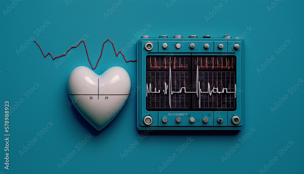 Heart monitor measuring vital signs, medical technology. Generative AI ...