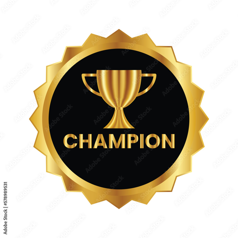 Champion Gold Trophy Vector Badge, Seal, Label, Stamp, Symbol of ...