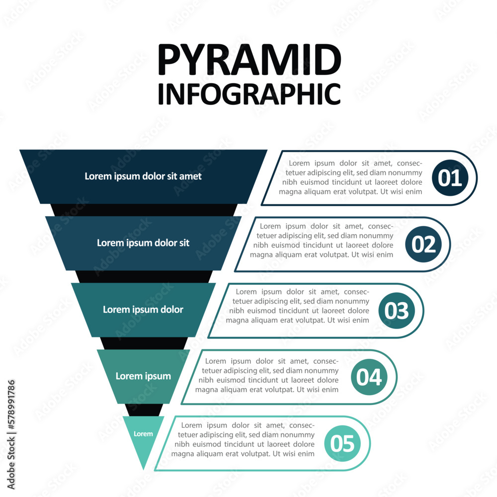 Poster Pyramid Infographic, funnel pyramid business infographic with 5 ...