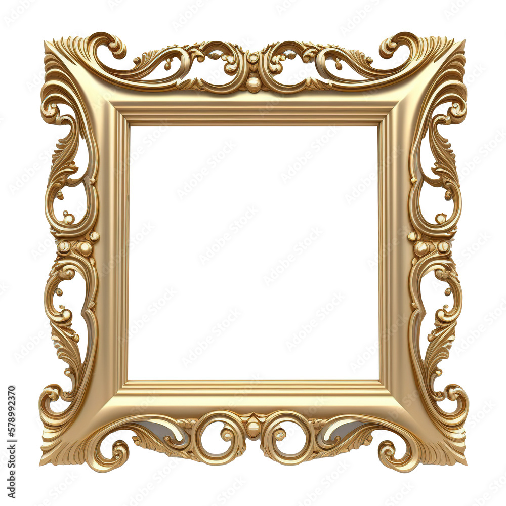 Gold Photo Frame with Corner Beauty Line created with Generative AI ...