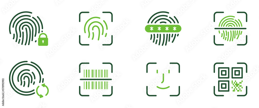Biometric Identification Line Icon. Finger Print Verification Pictogram ...
