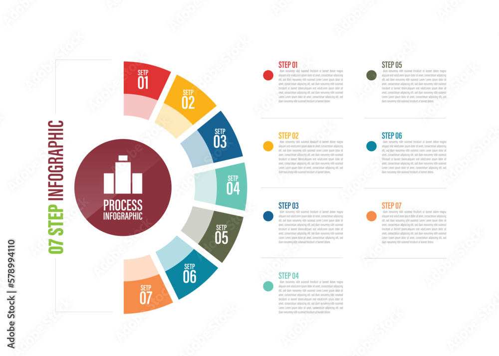 half circle Pie charts for infographics. Elements with 4, 5, 6, 7, 8, 9 ...