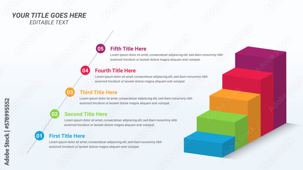 3D Isometric Stairs Timeline Infographic Presentation Template on 16:9 ...