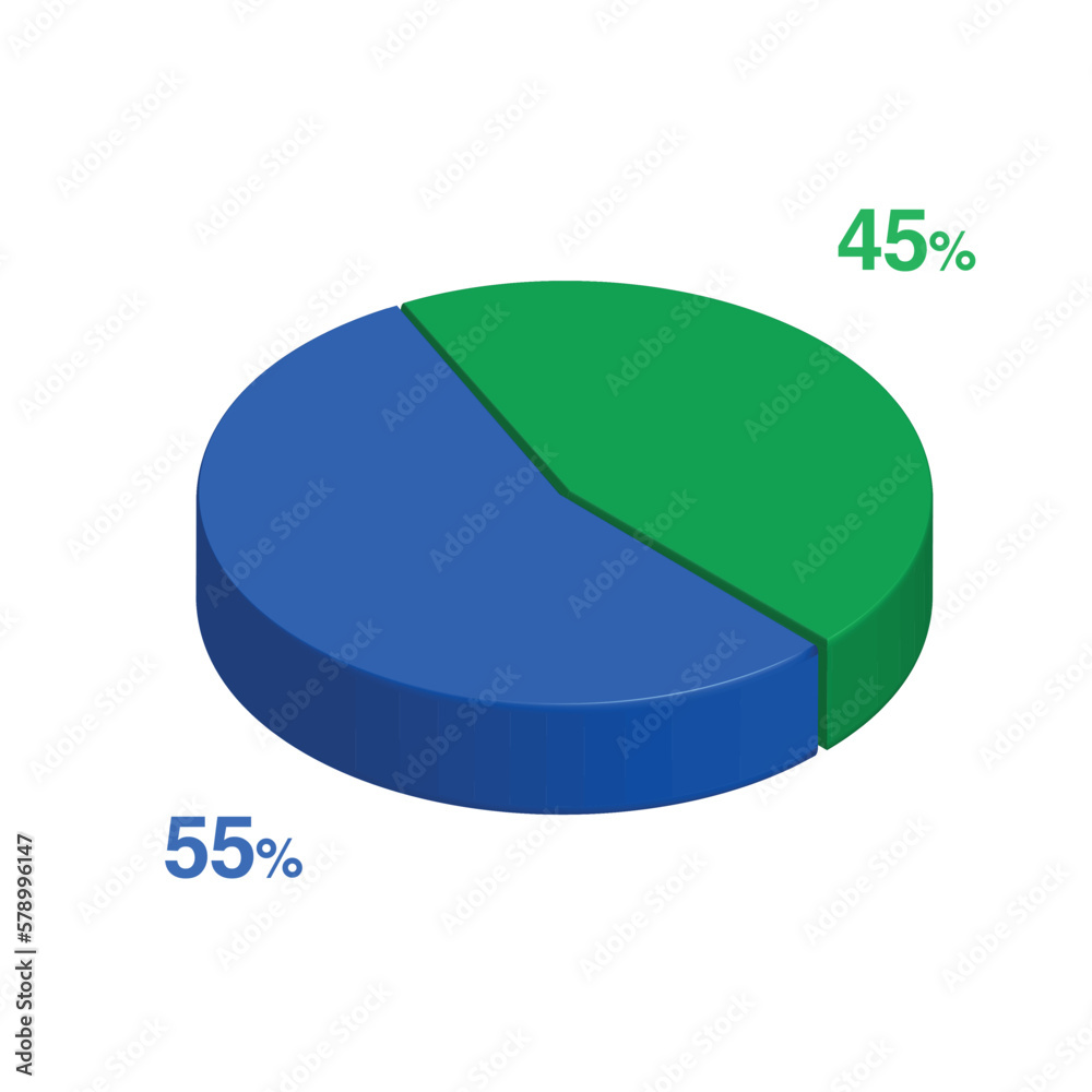 fifty five 55 forty five 45 3d Isometric pie chart diagram for business ...