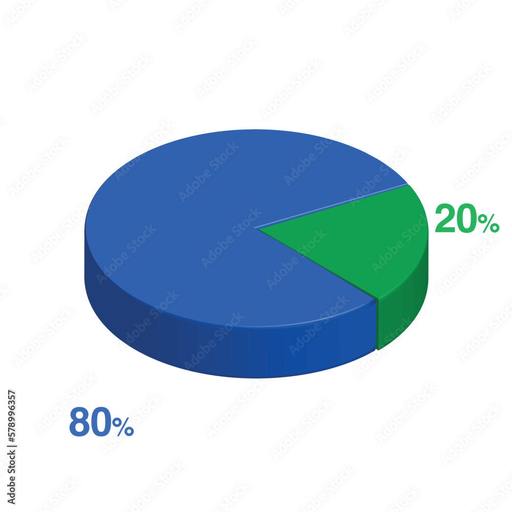 eighty twenty 80 20 3d Isometric pie chart diagram for business ...