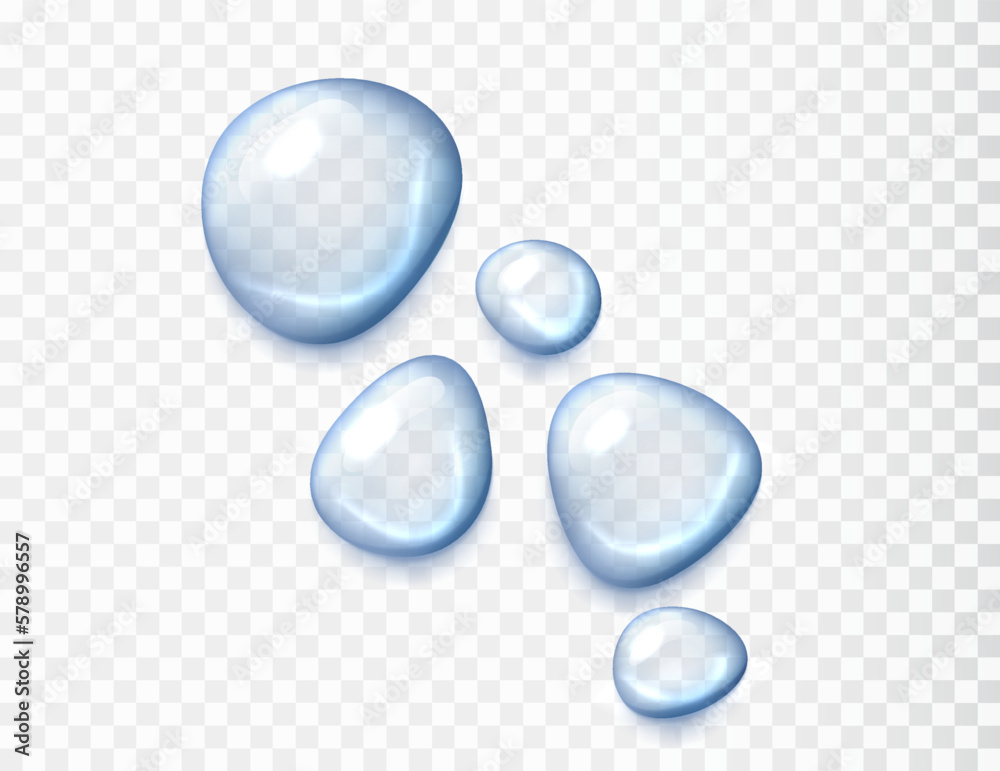 liquid serum drop collection. Realistic Blue Illuminating Water Drop ...