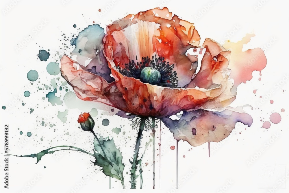 Remembrance day. Poppy flowers, isolated, on white background. Anzac ...