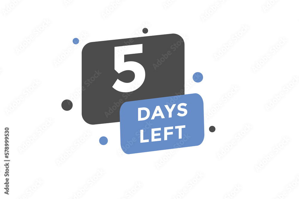 5 days Left countdown template. 5 day Countdown left banner label ...
