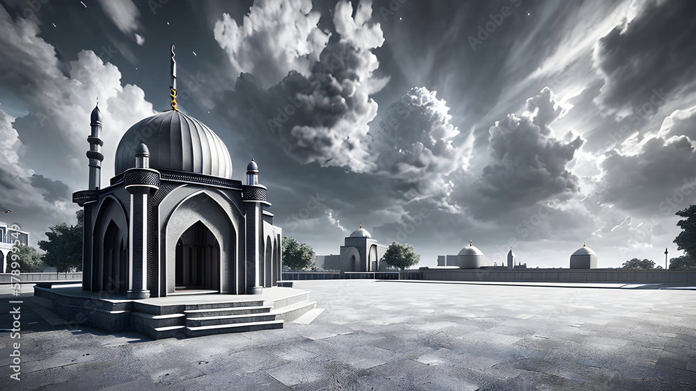 Islamic Masjid Mosque banner for Ramadan Eid Mubarak Copy Space Ramzaan ...