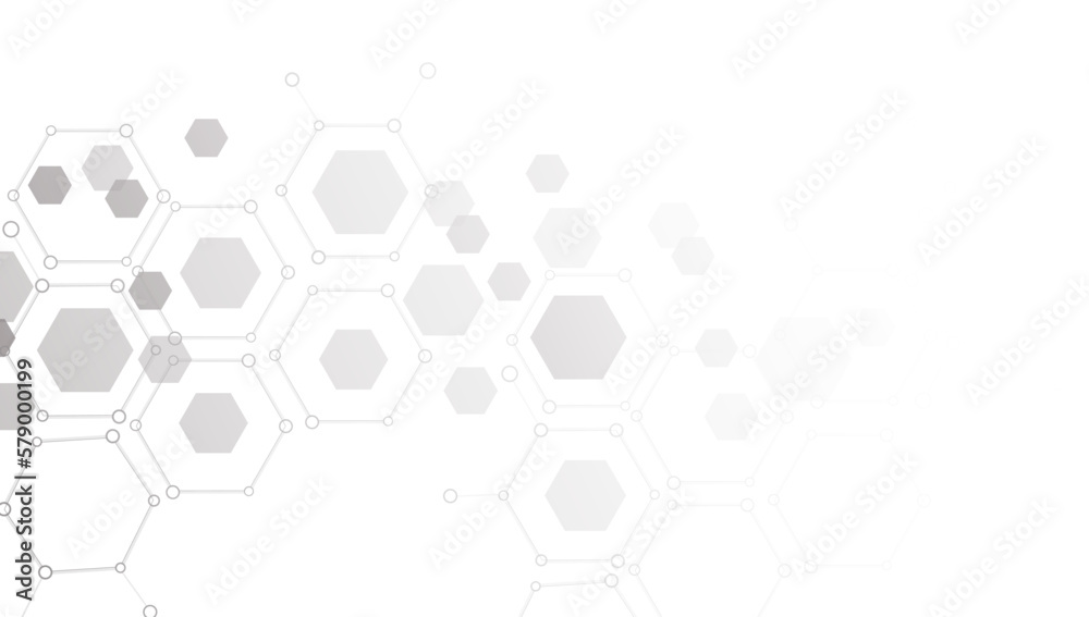 Abstract hexagonal molecular structures in technology background and ...