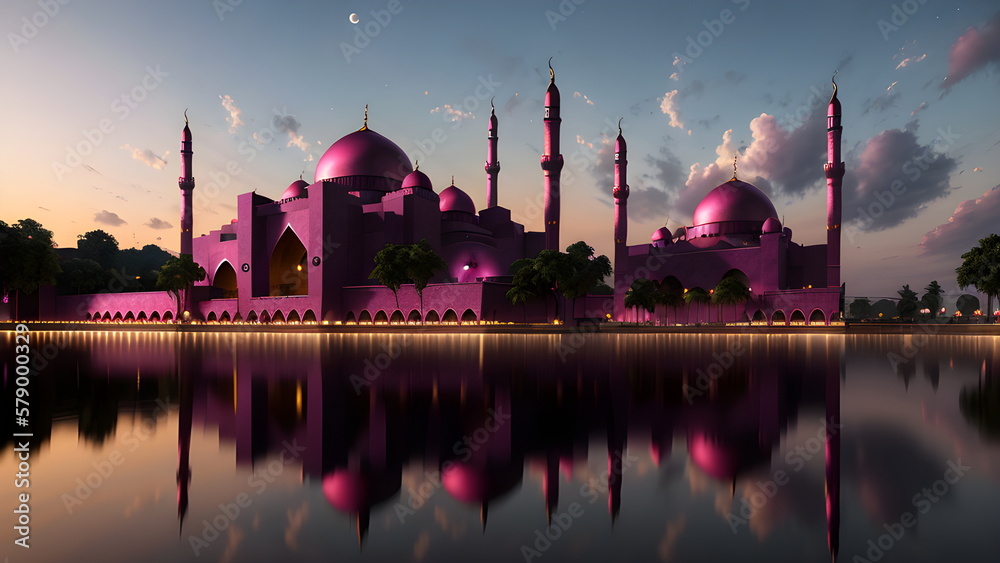 Islamic Masjid Mosque banner for Ramadan Eid Mubarak Copy Space Ramzaan ...