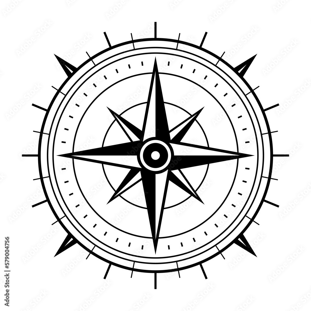 Compass icon. Vector compass icon. Compass black icon. Compass symbol ...