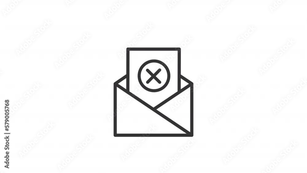 Animated refusal letter linear icon. Receive negative response by mail ...