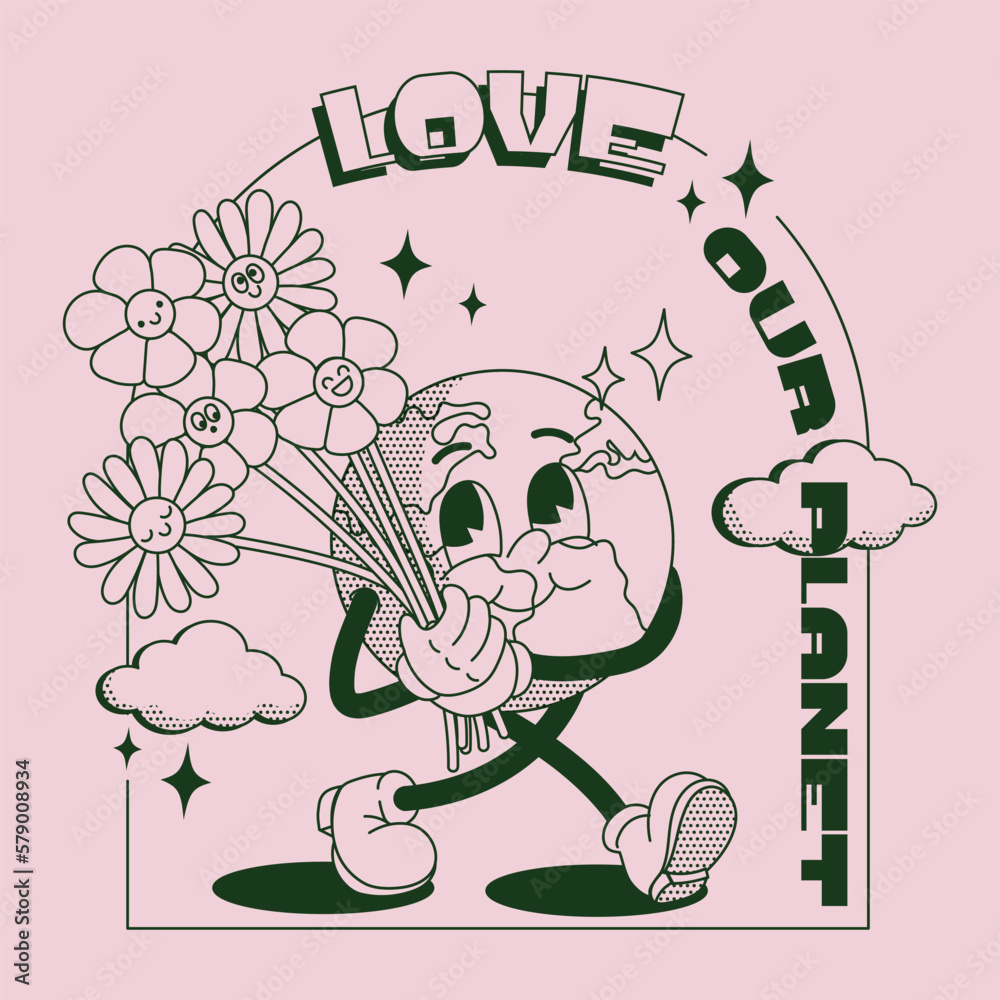 Vintage motivation poster or card design template with walking happy ...