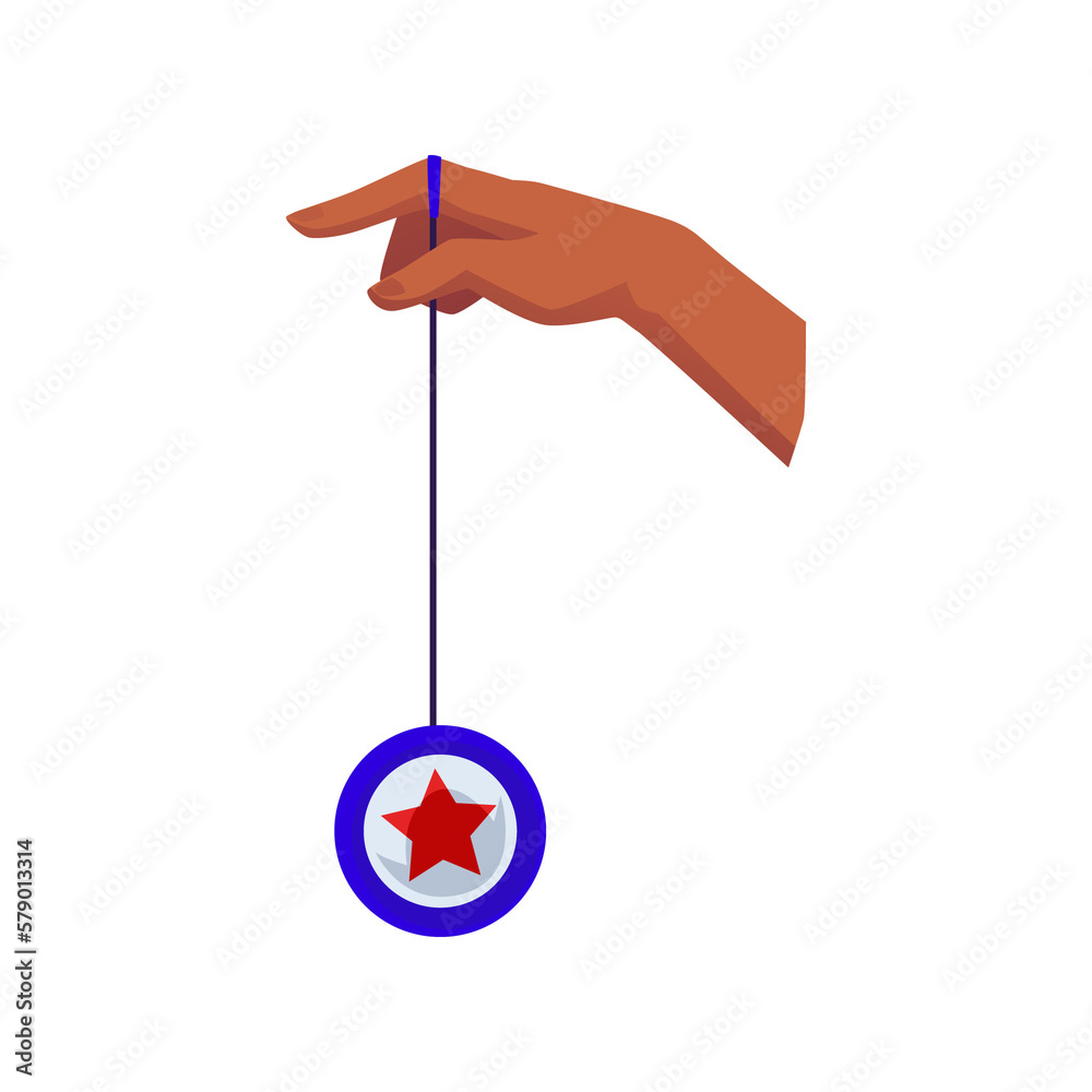 Poster Main jouant avec un yoyo, illustration vectorielle plate de ...