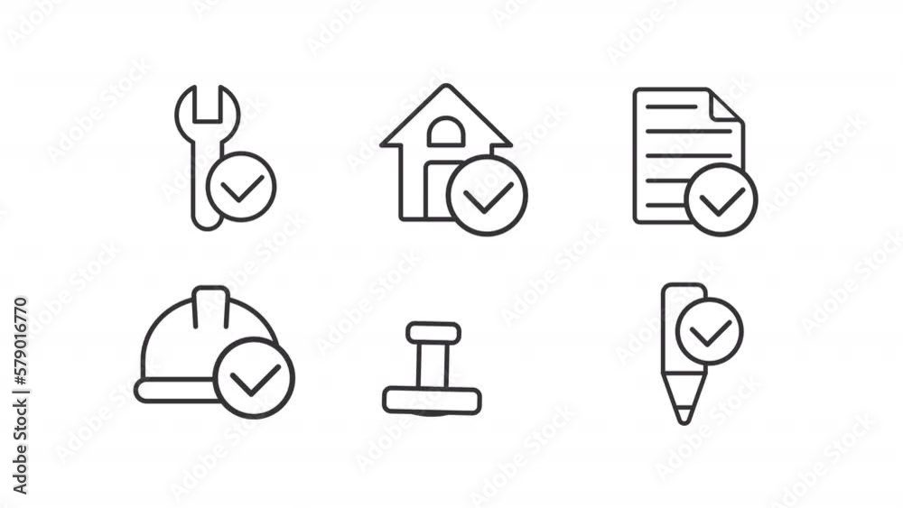 Animated construction linear icons. Repair and maintenance. Industry ...