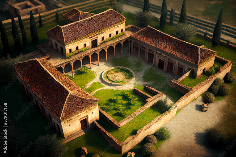 Roman villa in ancient rome countryside Stock Illustration | Adobe Stock