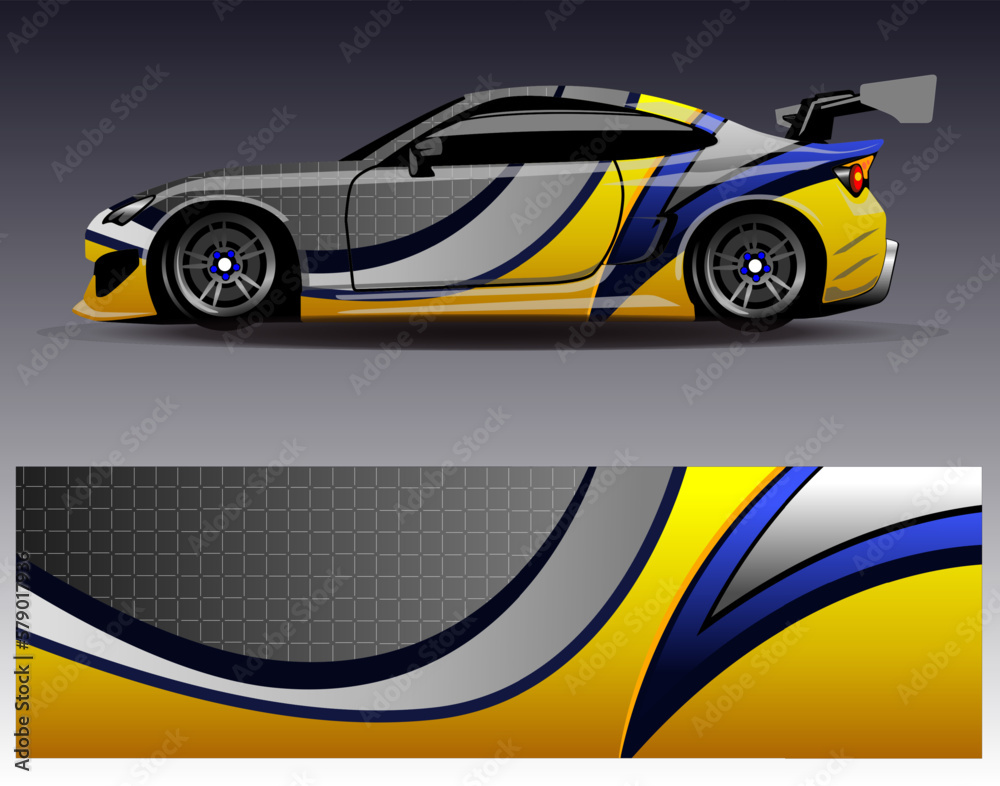 Abstract Race car wrap sticker design and sports background for daily ...